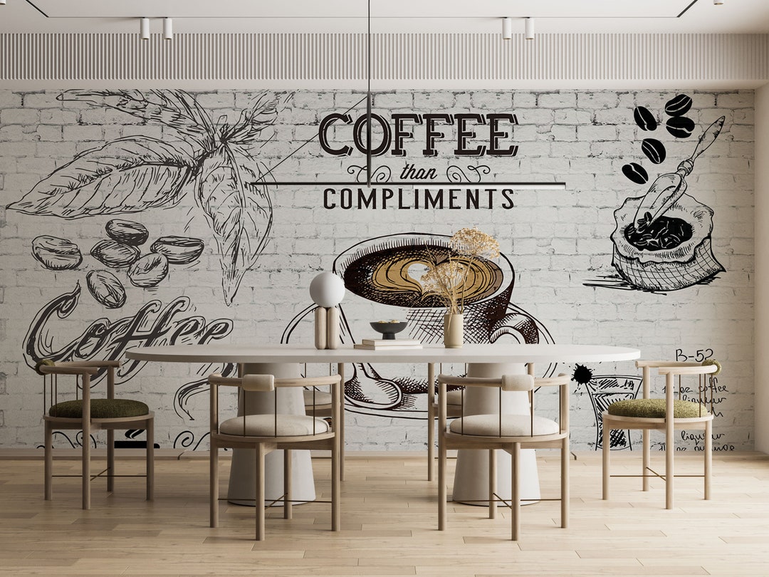 Elegant Customizable Cafe Poster, French Style Cafe Mural, Coffe Shop ...