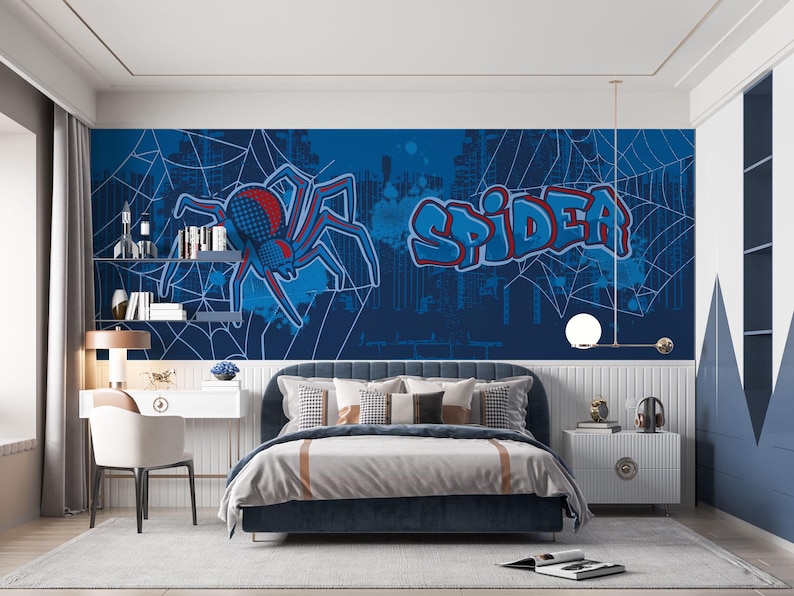 Spider-man Nursery Wallpaper, Peel and Stick Wall Mural - Etsy