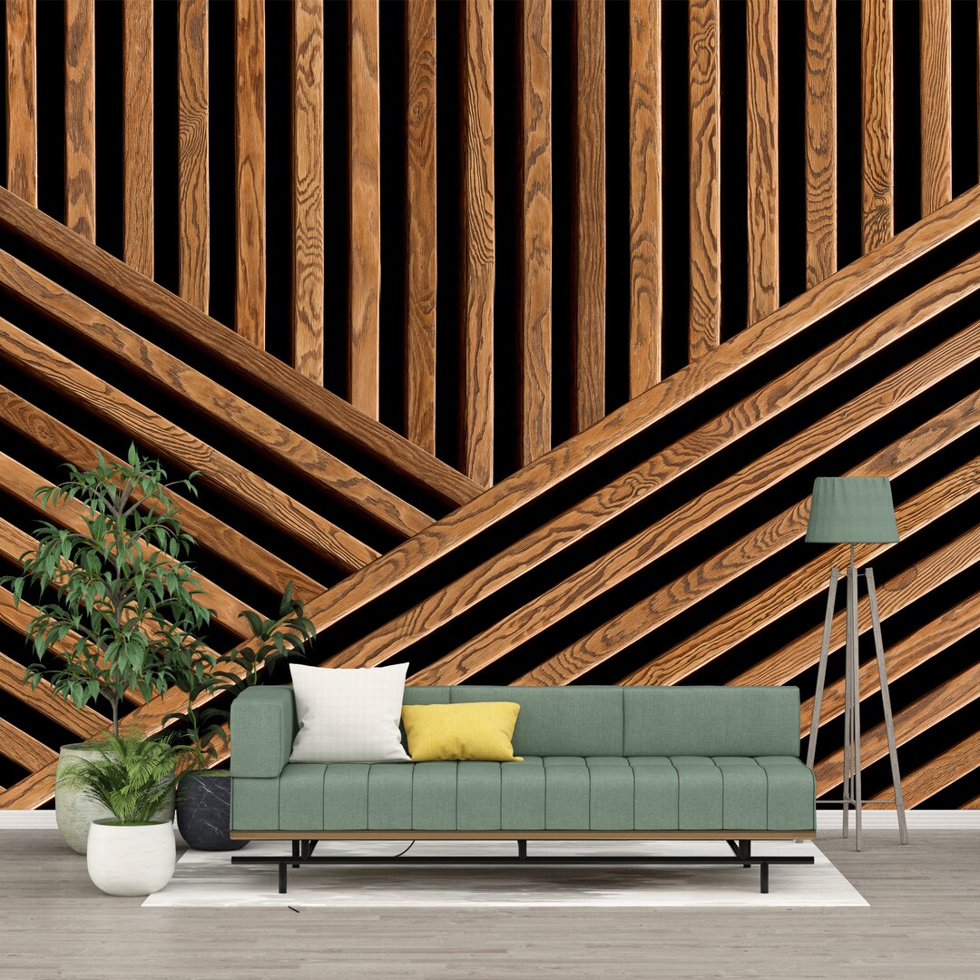 Wood Slat Wallpaper Mural – Modern Abstract 3D Perspective - Etsy