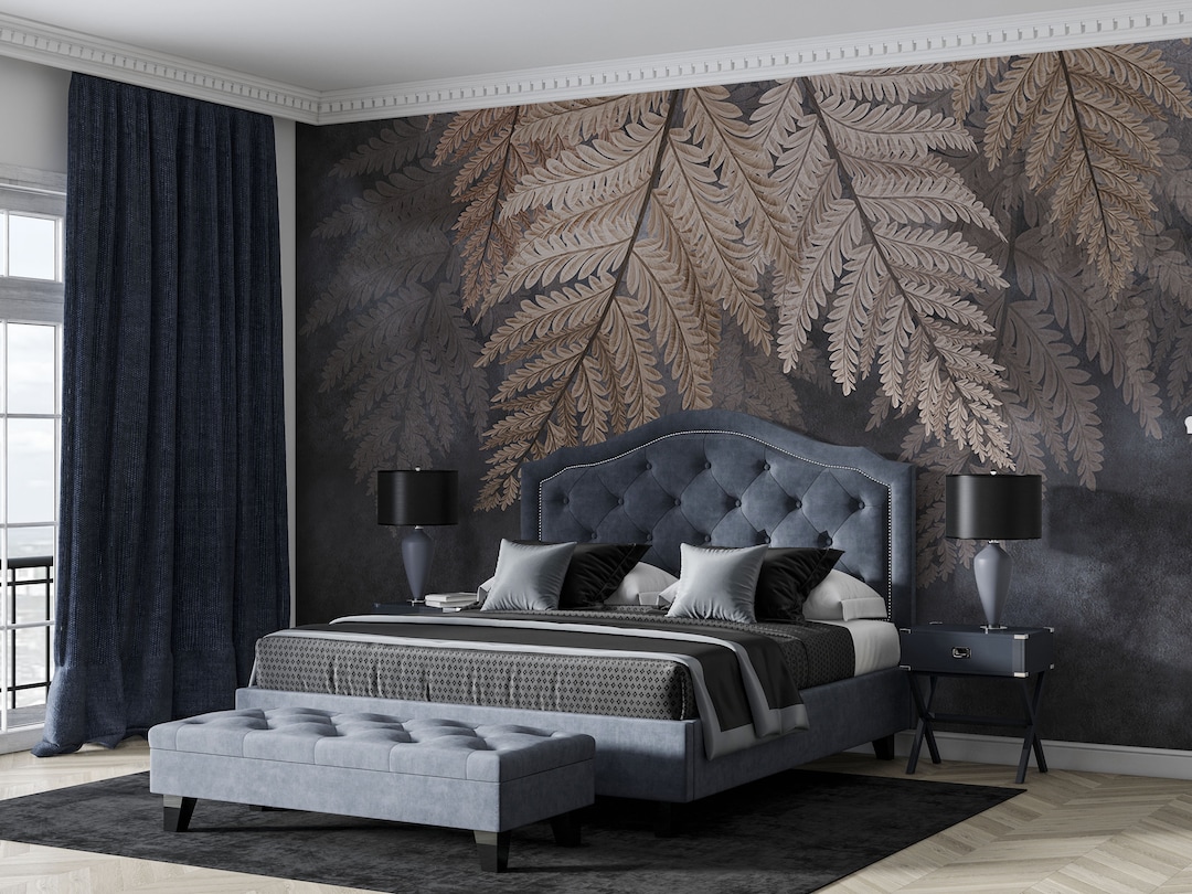 Modern Leaves Badroom Wallpaper, Big Leaf Pattern Wallpapers, Tropical ...