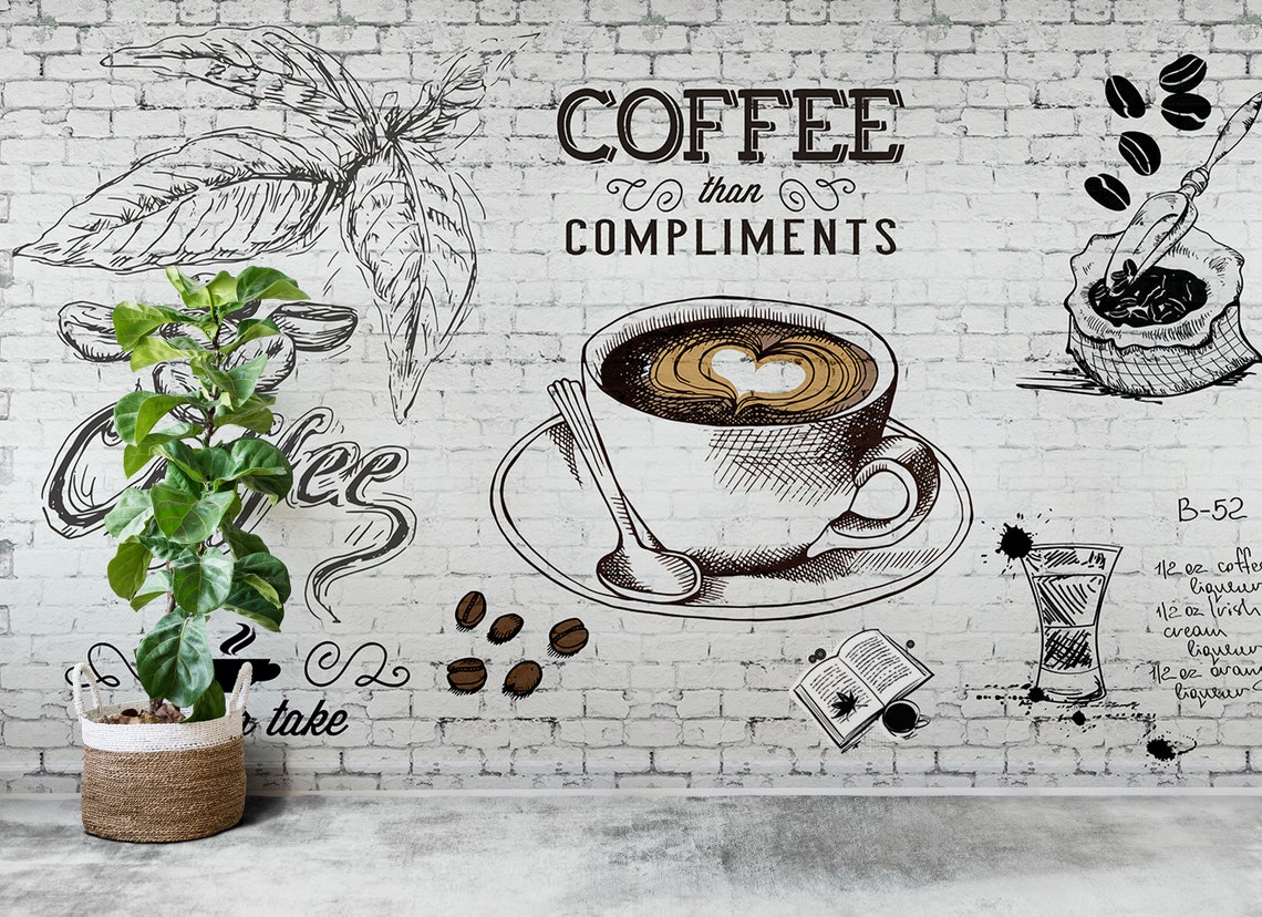 Elegant Customizable Cafe Poster, French Style Cafe Mural, Coffe Shop ...