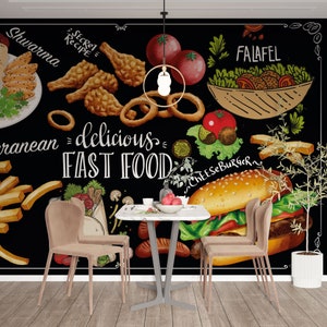 Mediterranean Flavors Fast Food Restaurant Wallpaper, Customizable ...