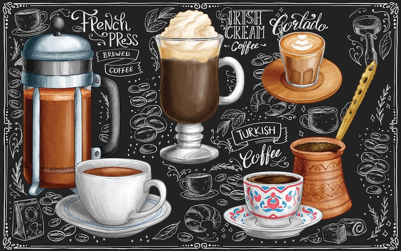 Retro Watercolor French Cafe Mural – Coffee Shop Peel and Stick ...
