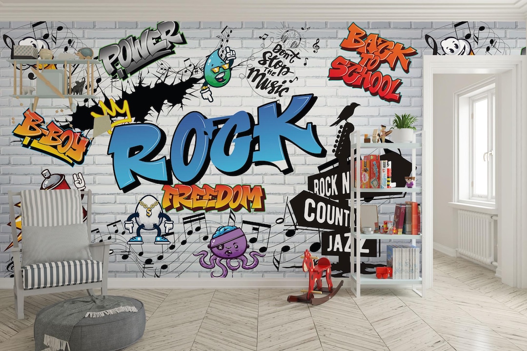 Customizable Graffiti Play Game Room Wall Mural, Teenage Room Graffiti ...