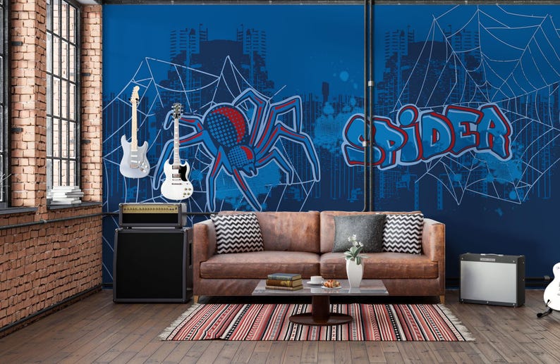 Spider-man Nursery Wallpaper, Peel and Stick Wall Mural - Etsy