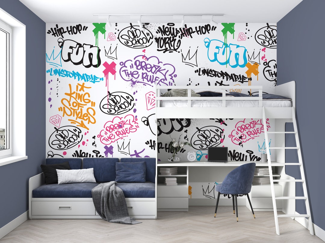 Youth Room Graffiti Wall Murals, Custom Sizes Child Room Graffiti Wall ...