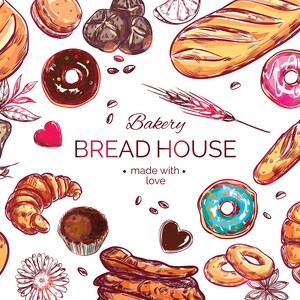 Watercolor Bakery Donut Cafe Wallpaper, Colorful Kitchen Wall Mural ...