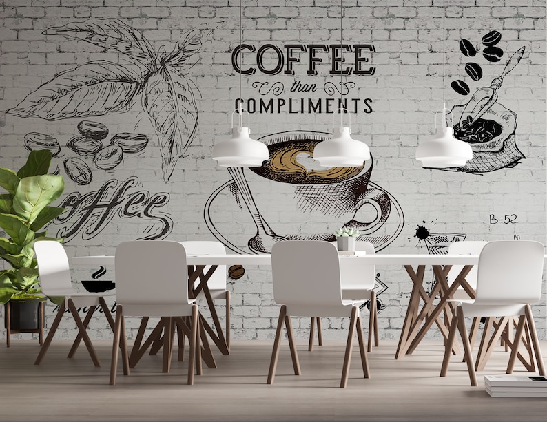 Elegant Customizable Cafe Poster, French Style Cafe Mural, Coffe Shop ...