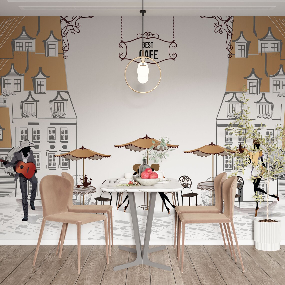 French Cafe Wall Mural, Customizable Coffee Shop Wallpaper - Etsy