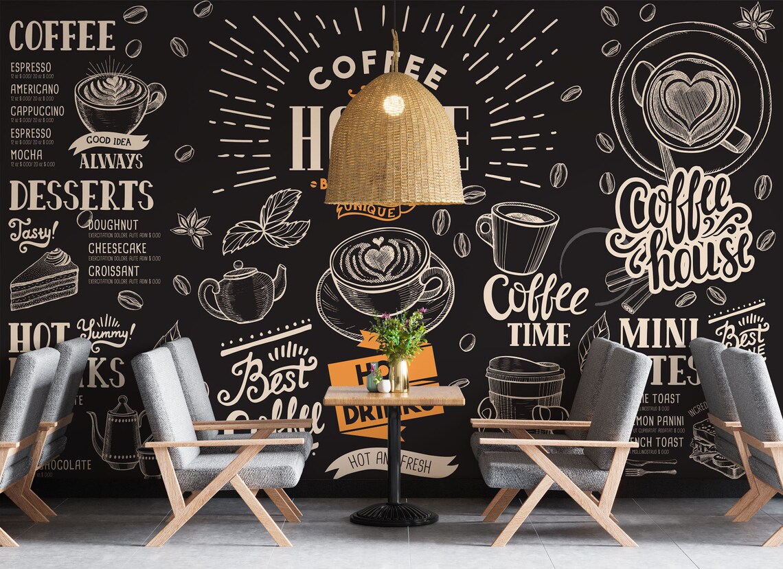 Customizable Cafe Wall Posters, French Style Cafe Murals, Coffe Shop ...