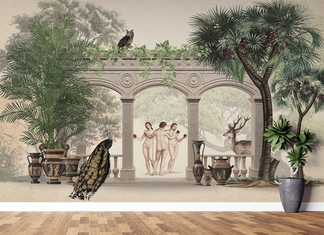 Vintage Three Graces Wall Mural, Special Artistic Mythological Mural ...