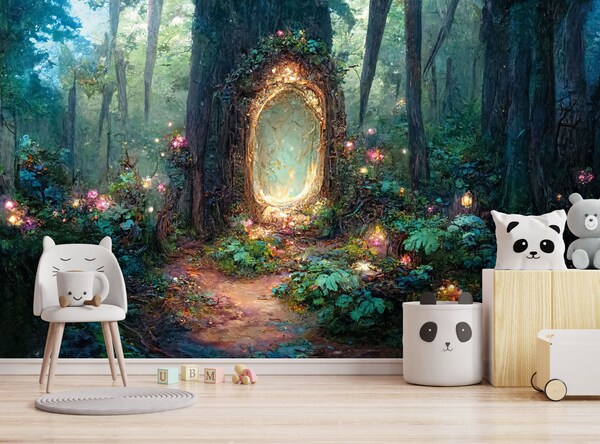 Magical Forest Wall Mural / Enchanting Bridge / Fairy Paradise - Etsy