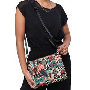 Retro Diner Pin-up Crossbody Bag, Vintage 50s Rock N’ Roll Jukebox ...