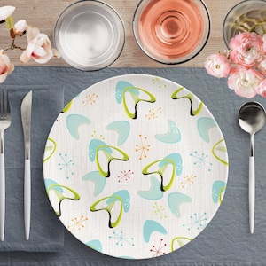Dinner Plate in Retro Mid Century Modern Atomic Boomerang, Custom ...
