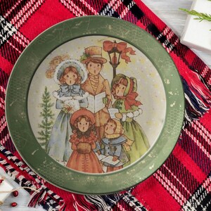 Vintage Christmas Carol Scene Dinner Plate-green, Retro Holiday ...