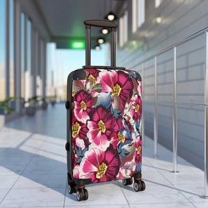 Suitcase Set in Rustic Cosmos Flowers & Pink Roses, Custom Designed ...