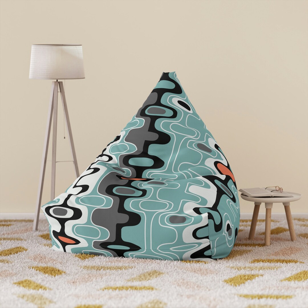 Mid Century Modern Abstract Bean Bag Chair Cover, Retro Geometric Oval ...