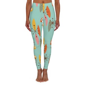 Mid Century Modern Boomerang Leggings, Retro Atomic Workout Pants ...