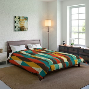 Mid Century Modern Geometric Diamonds Comforter, Retro 60s King, Queen ...