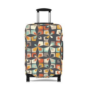 Mid Century Modern Geometric Diamond Luggage Cover, Scandinavian Flower ...