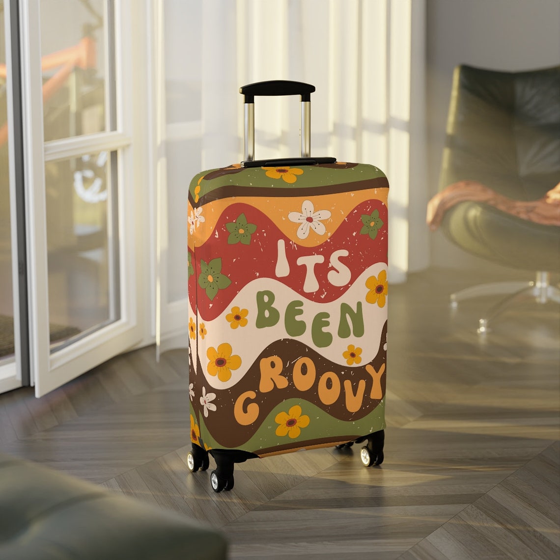Retro Luggage Cover, Mid Century Modern Luggage Protector, Its Been ...