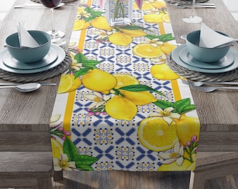 Mediterranean Lemon Table Runner - Etsy