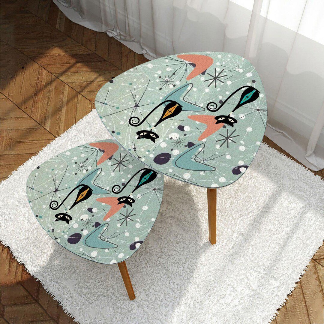 Atomic Cat Nesting Tables, Mid Century Modern Boomerang Starburst ...