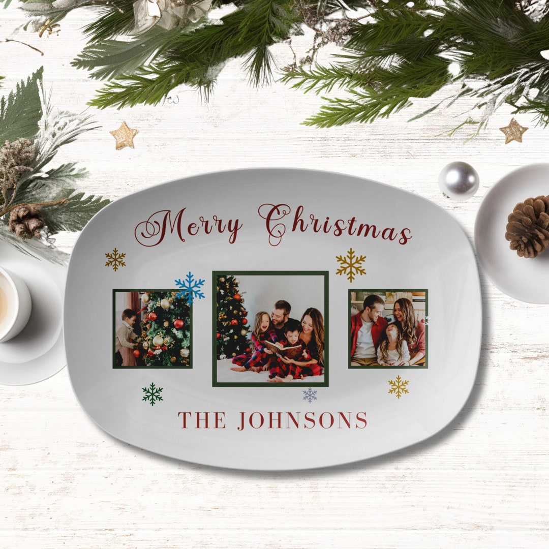 Custom Family Photo Platter, Personalized Christmas Dinnerware With ...