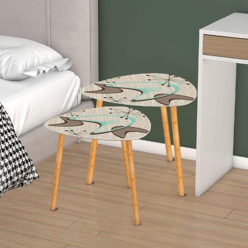 Retro Atomic Starburst Nesting Tables, Mid Century Modern Boomerang ...