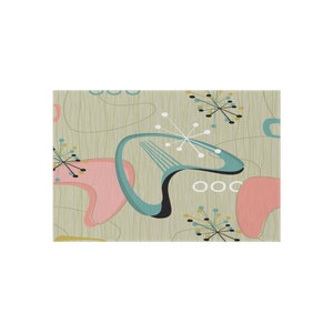 50s Retro Mid Mod Boomerang Outdoor Rug, Mid Century Modern Starburst ...