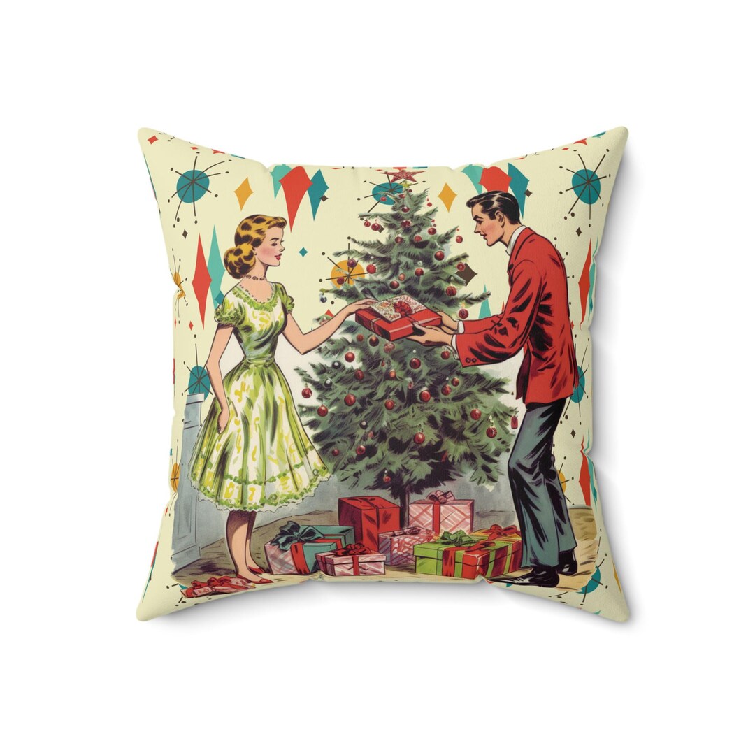 Retro Vintage 50s Franciscan Diamond Starburst Holiday Throw Pillow ...