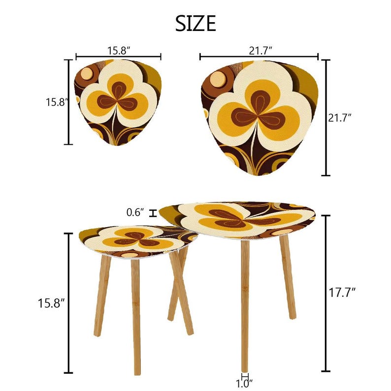 Retro Groovy Flower Power Nesting Tables, 70s Hippie Floral Side Tables ...