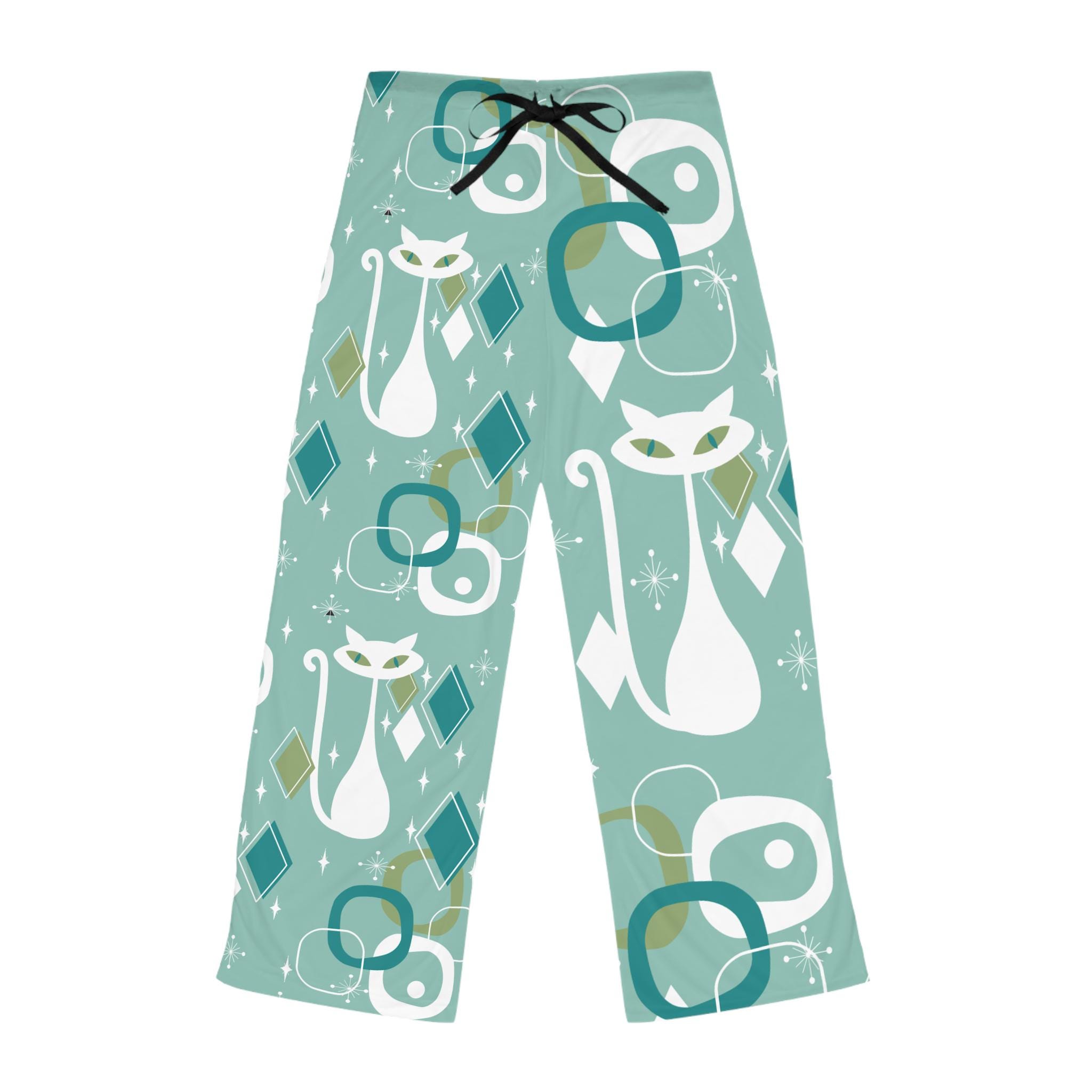 Atomic Cat Mid Century Modern Pajama Bottoms, Retro Lounge Pants, 50s ...