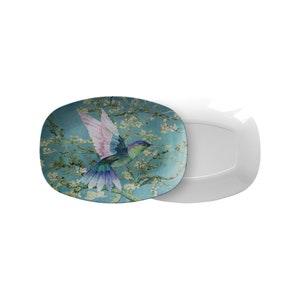 Hummingbird in Almond Blossoms Dinnerware Serving Platter, Floral ...