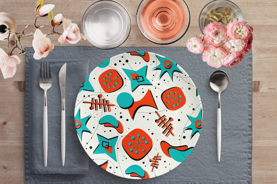 Sputnik Mid Century Modern Atomic Age Dinner Plates, Retro Dinnerware ...
