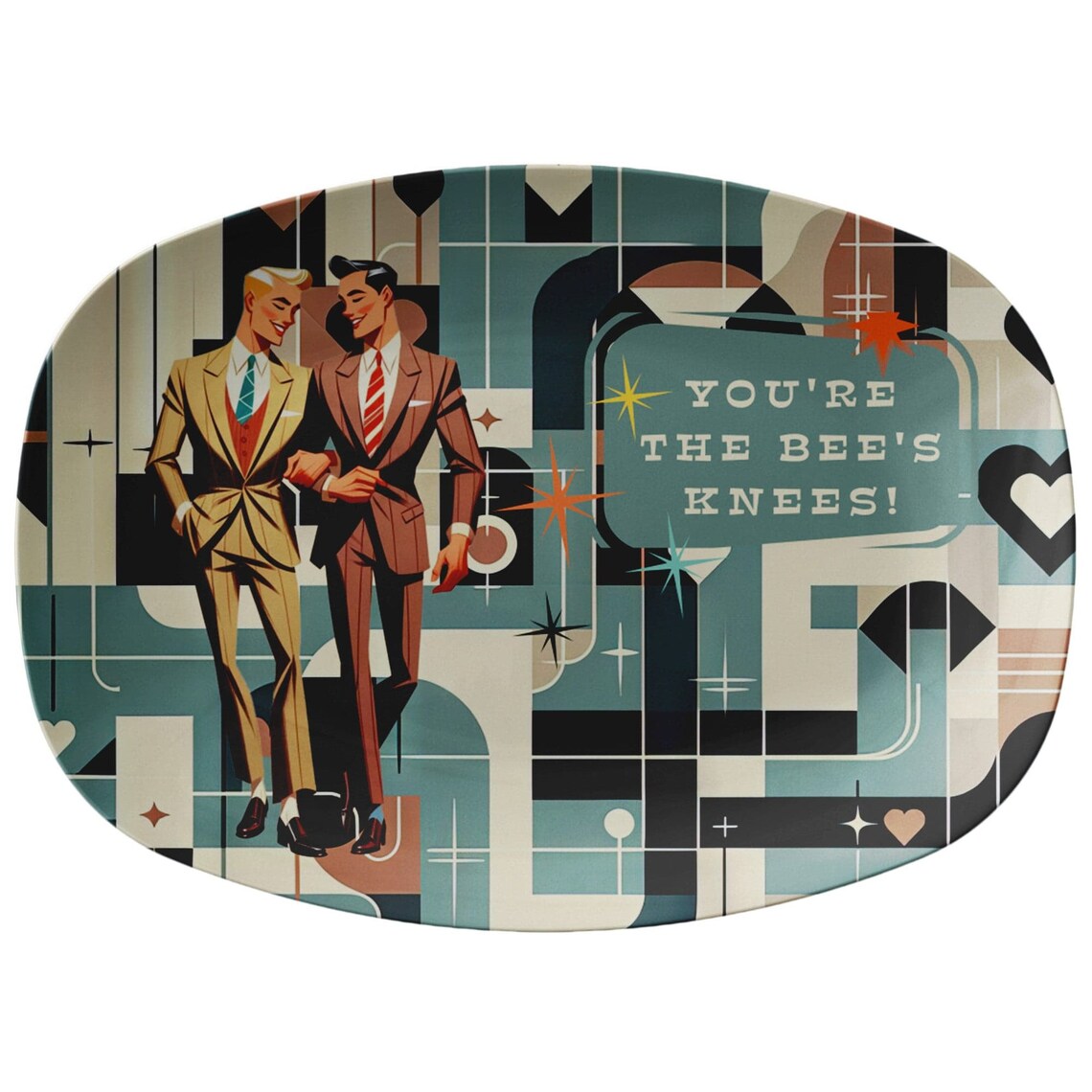 Dapper Gents Retro Platter, Gay Couples Kitschy Vintage Serving Tray ...