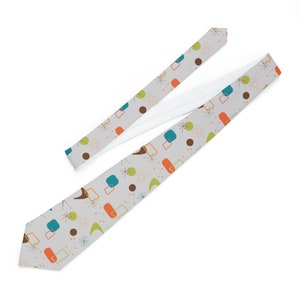 Mid Century Modern Tie, 1950s Atomic Starburst Necktie, Retro Pattern Men's Tie, Vintage Style ...