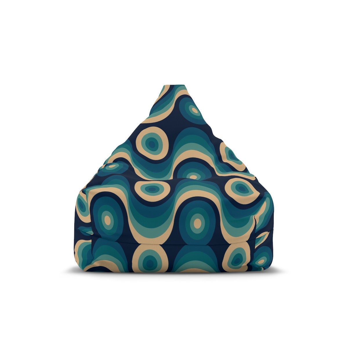 Retro Wavy Circle Bean Bag Chair Cover Green Beige - Etsy