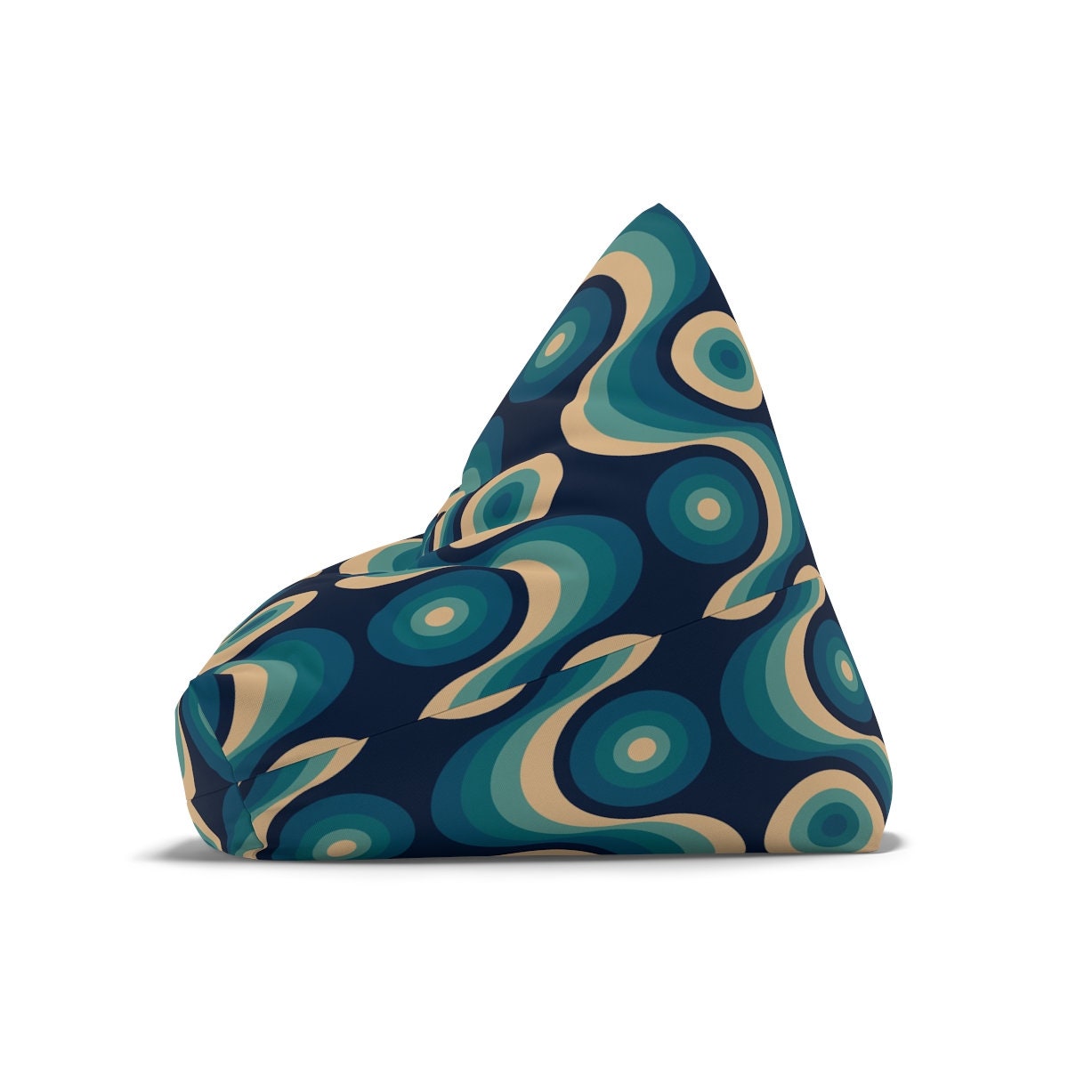 Retro Wavy Circle Bean Bag Chair Cover Green Beige - Etsy