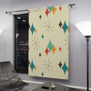 Mid Century Modern Franciscan Starburst Window Curtains, Retro Groovy ...