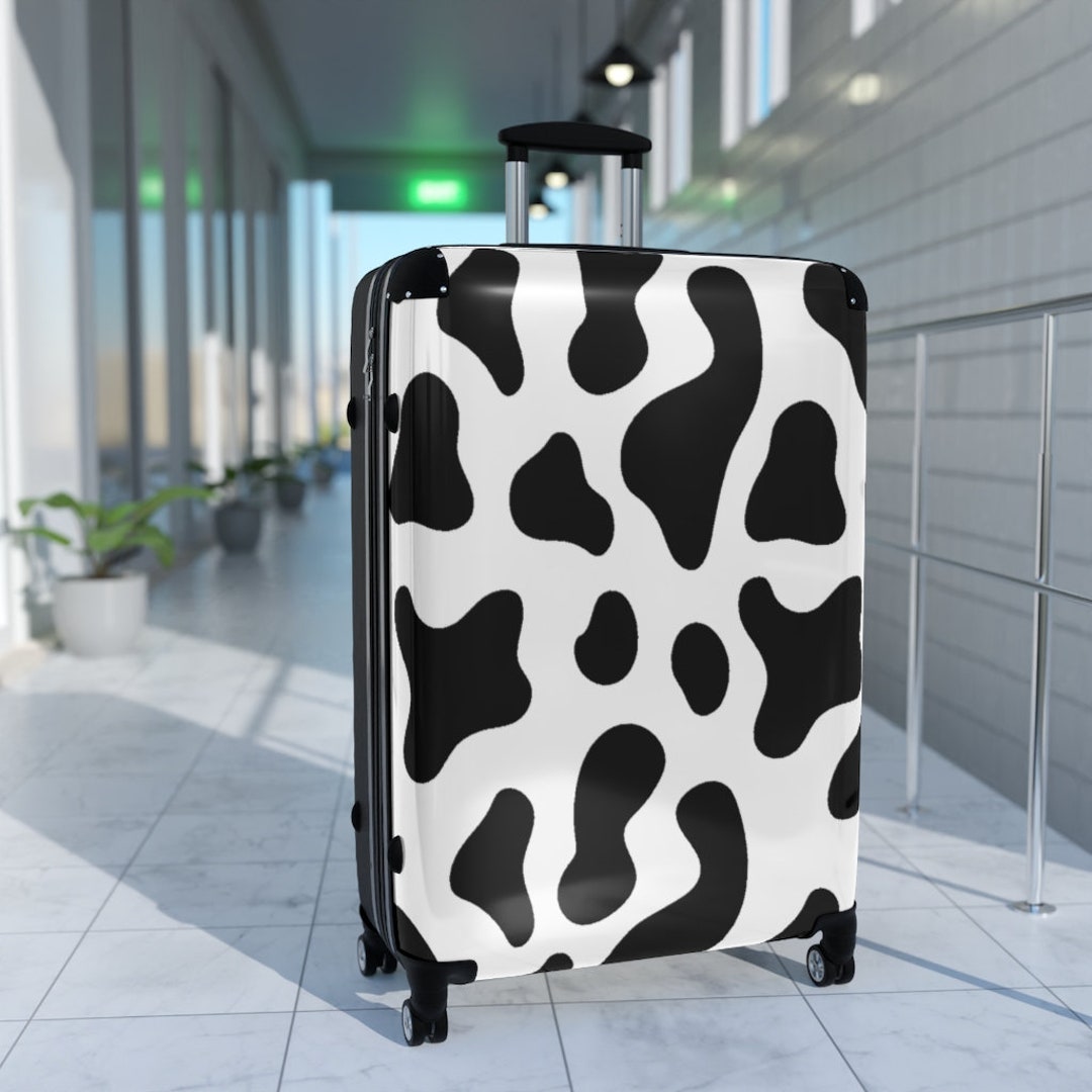 Suitcase Set in Black & White Cow Print, Custom Designed Luggage Set ...