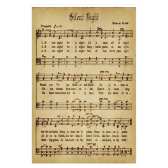 Vintage Christmas Sheet Music Silent Night