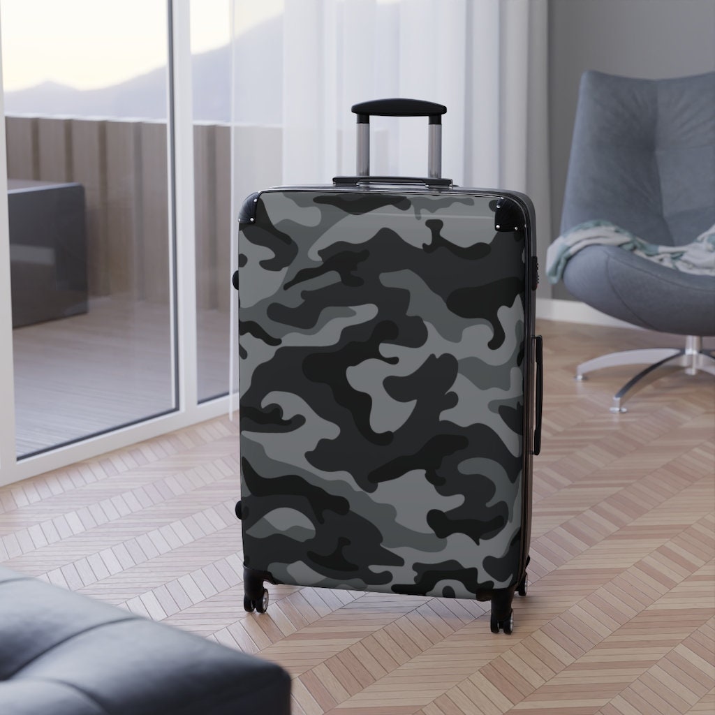 Suitcase Set in Gray Camo Pattern, Custom Designed Luggage Set, Travel ...