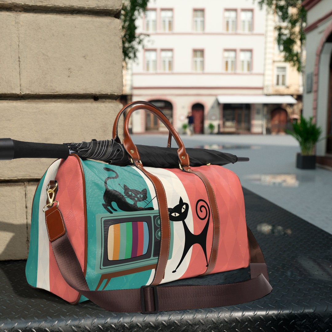 Atomic Cat Retro TV Travel Bag, Vibrant MCM Weekender, Nostalgic 50s ...