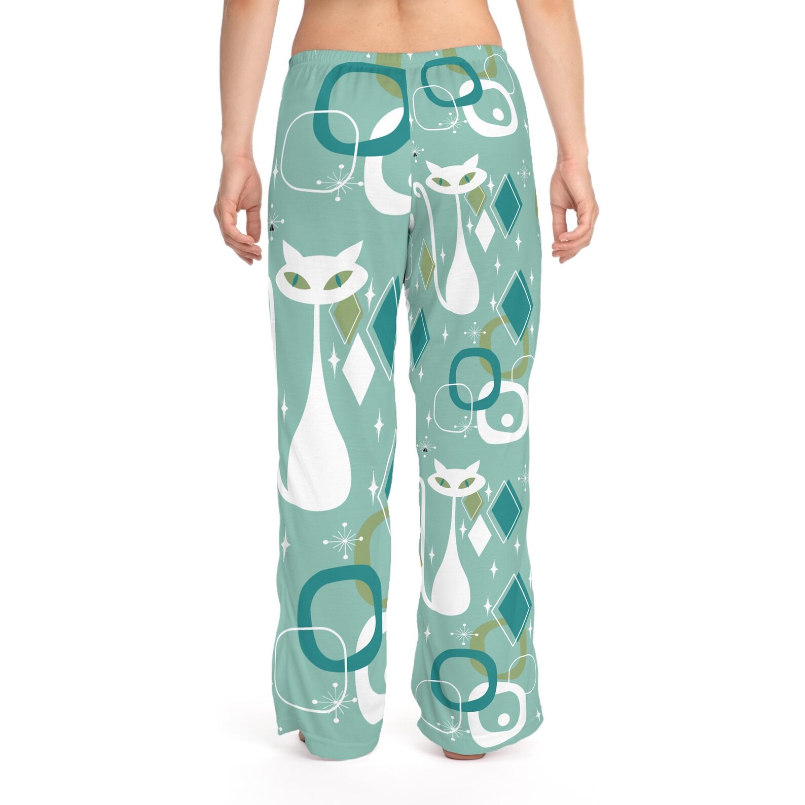 Atomic Cat Mid Century Modern Pajama Bottoms, Retro Lounge Pants, 50s ...