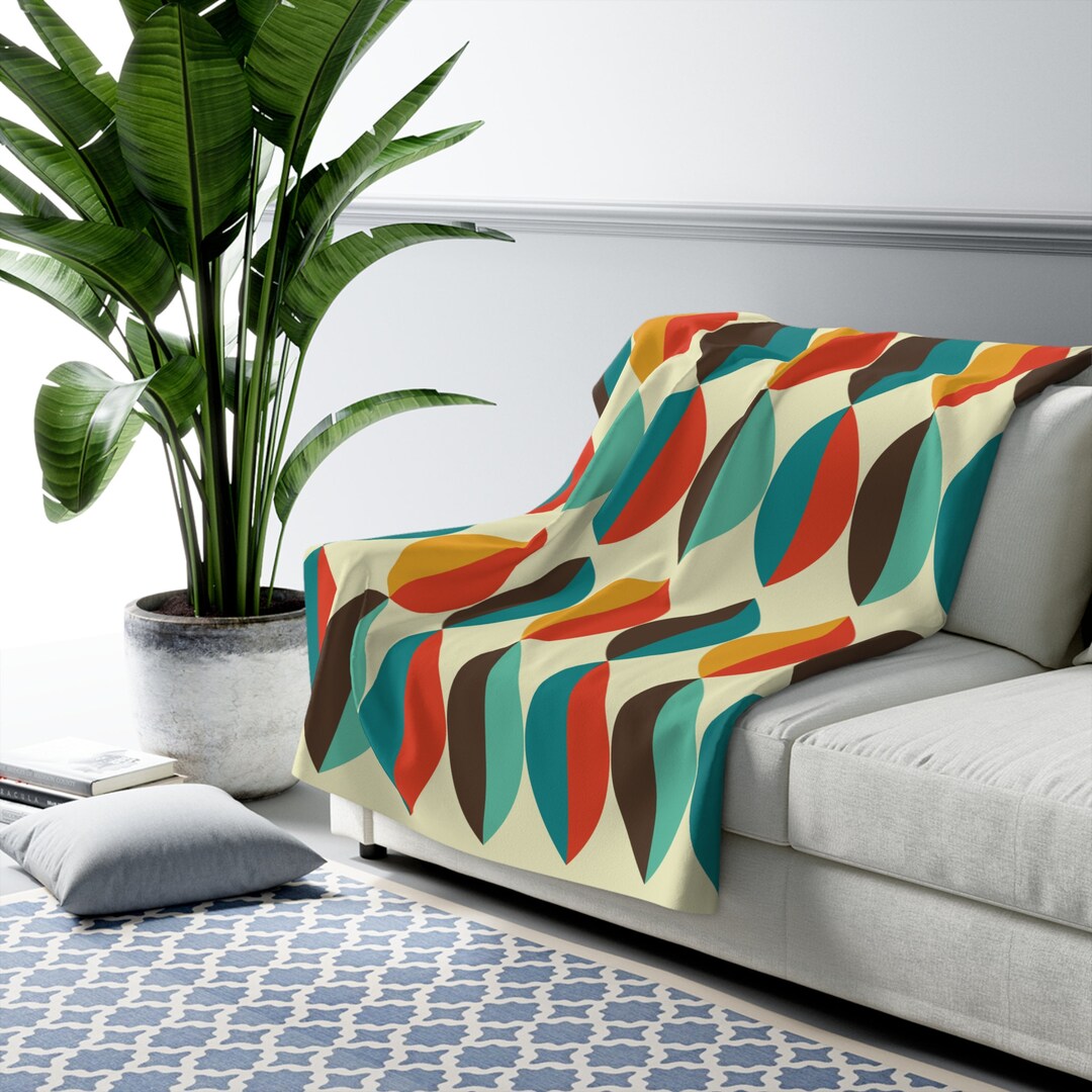 Mid Century Modern Groovy Retro Teal, Aqua, Orange, Mustard Yellow ...