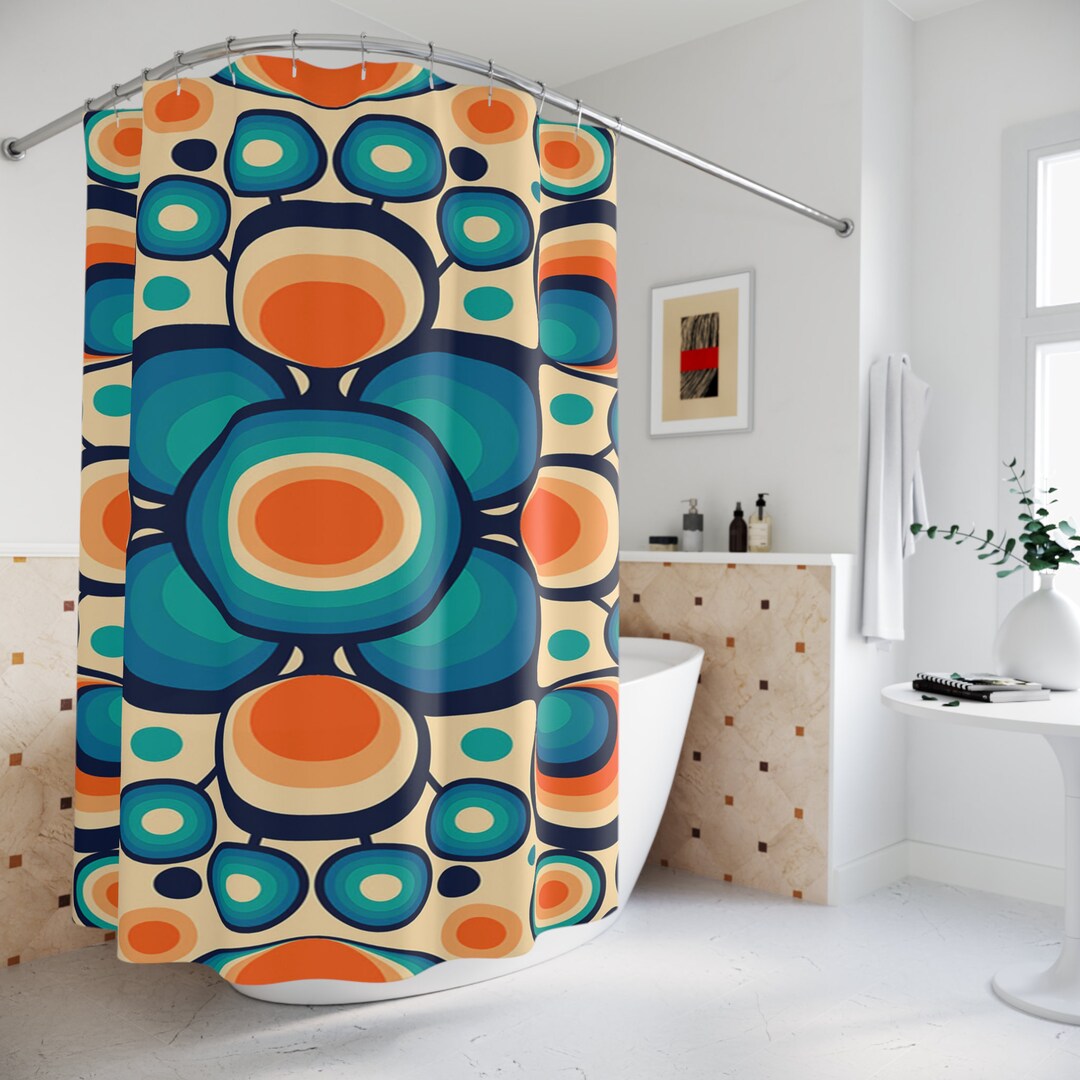 Retro Funky Boho Chic Cobalt Blue Orange And Beige Flower Power