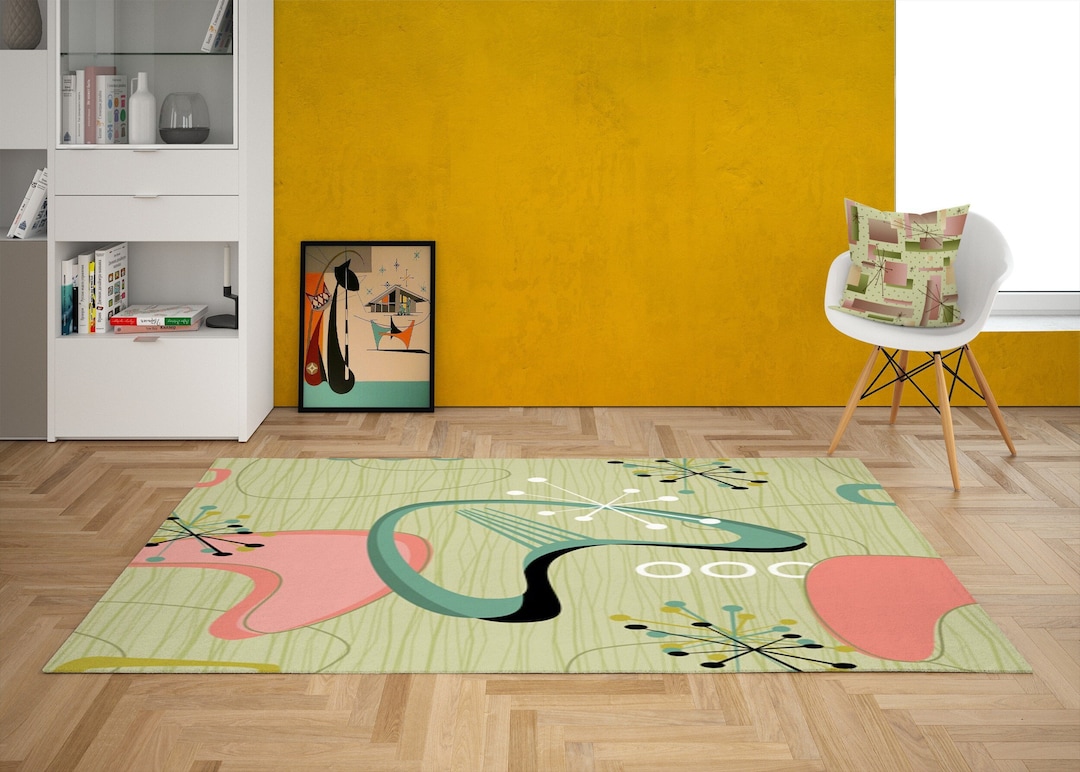 50s, 60s Mid Century Modern Retro Area Rug - Etsy