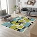 Retro Mid Century Modern Area Rugs, MCM Teal, Lime Green, Gray, Cream ...