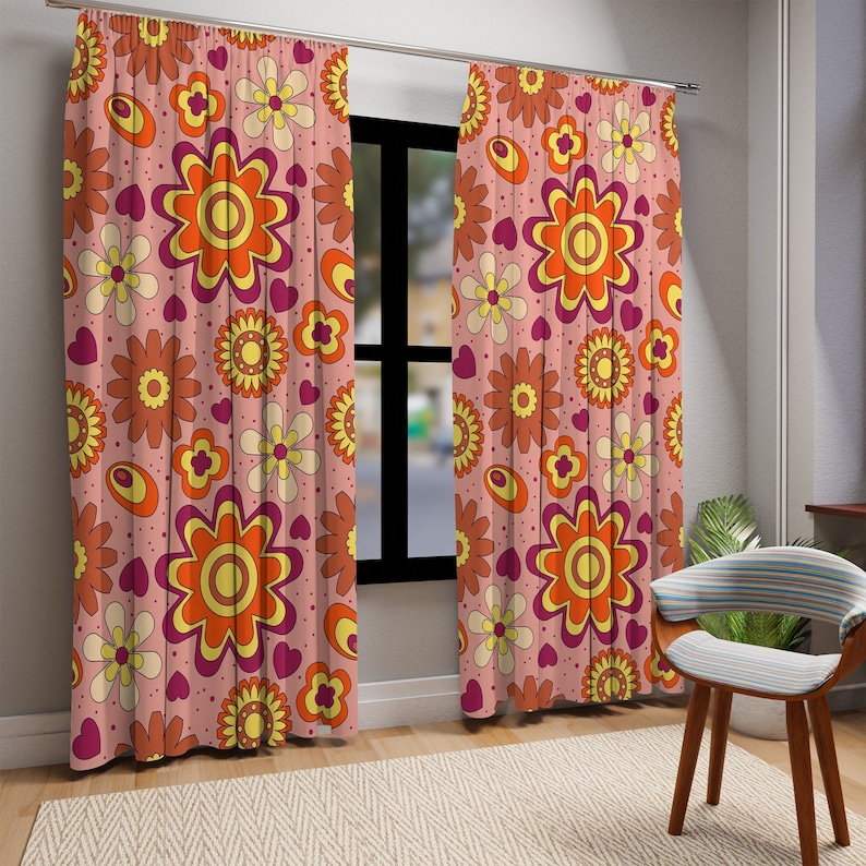 Mid Century Modern Groovy Hippie Window Curtains 60s 70s - Etsy